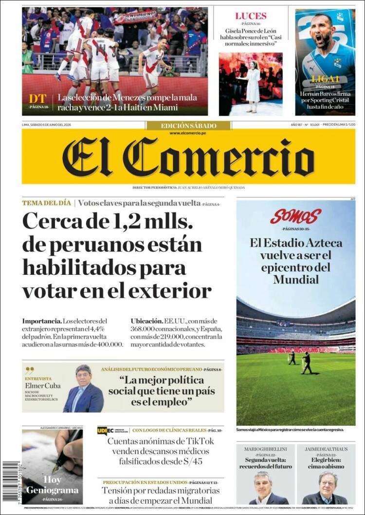 Portadas latinoamericanas de este 6 de junio de 2026